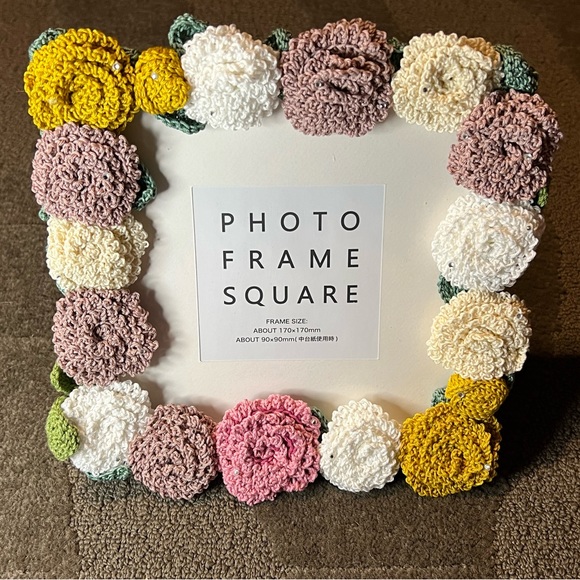 Handmade | Accents | Handmade Crochet Flower Floral Square Photo ...